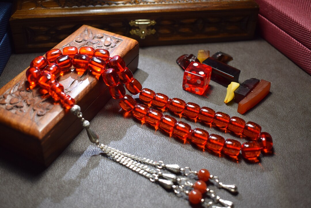 RED FIRE Amber Bakelite Prayer Beads Amber Tesbih Amber - Etsy