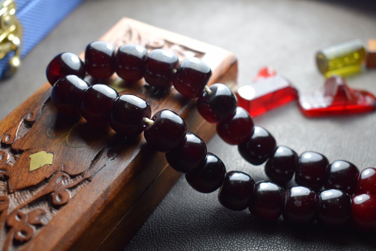 Antique Cherry Amber Bakelite Prayer Beads, Antique Fatouran Amber ...