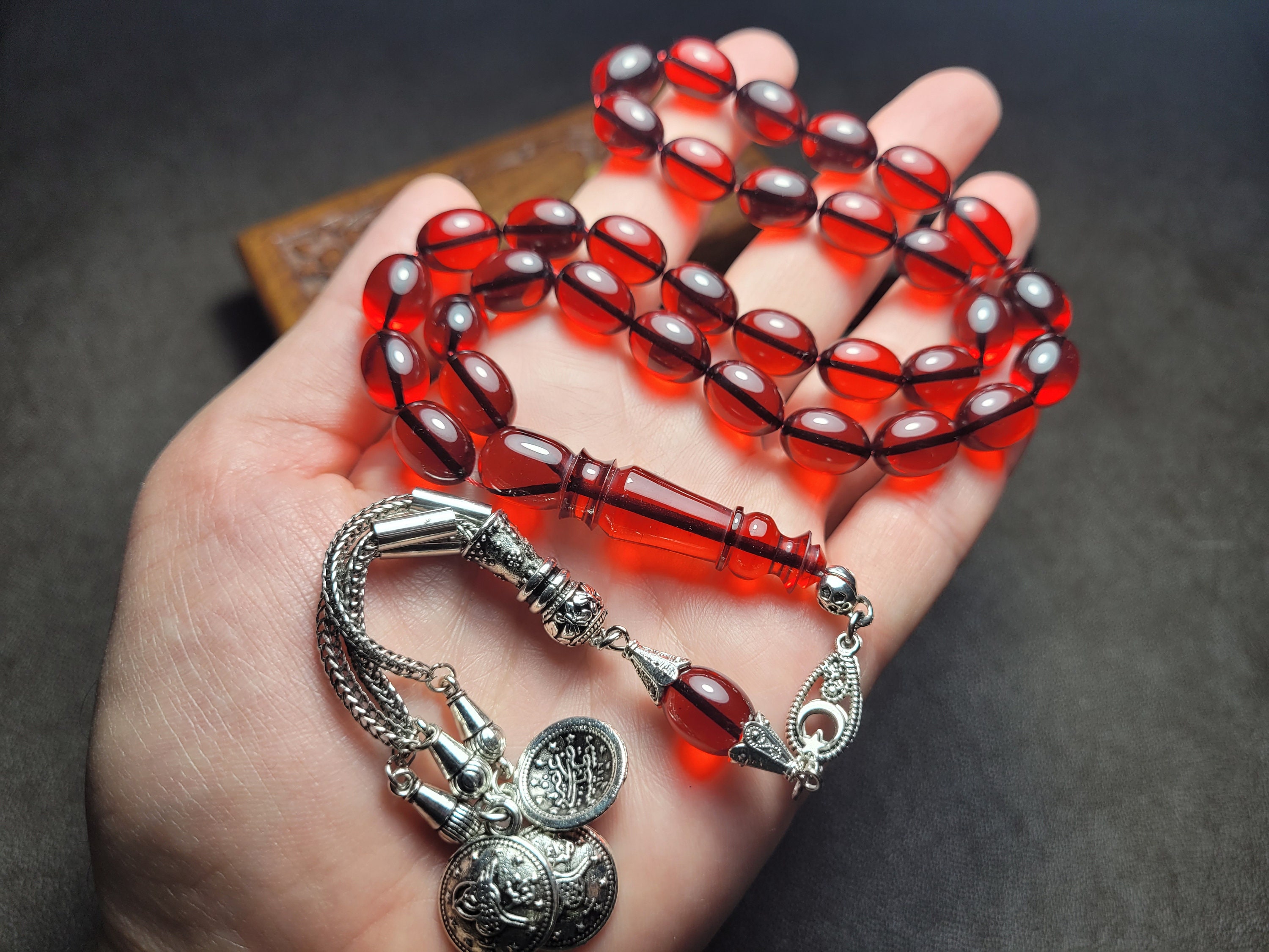 Original Amber Bakelite Catalin Prayer Beads, Amber Rosary Misbaha ...