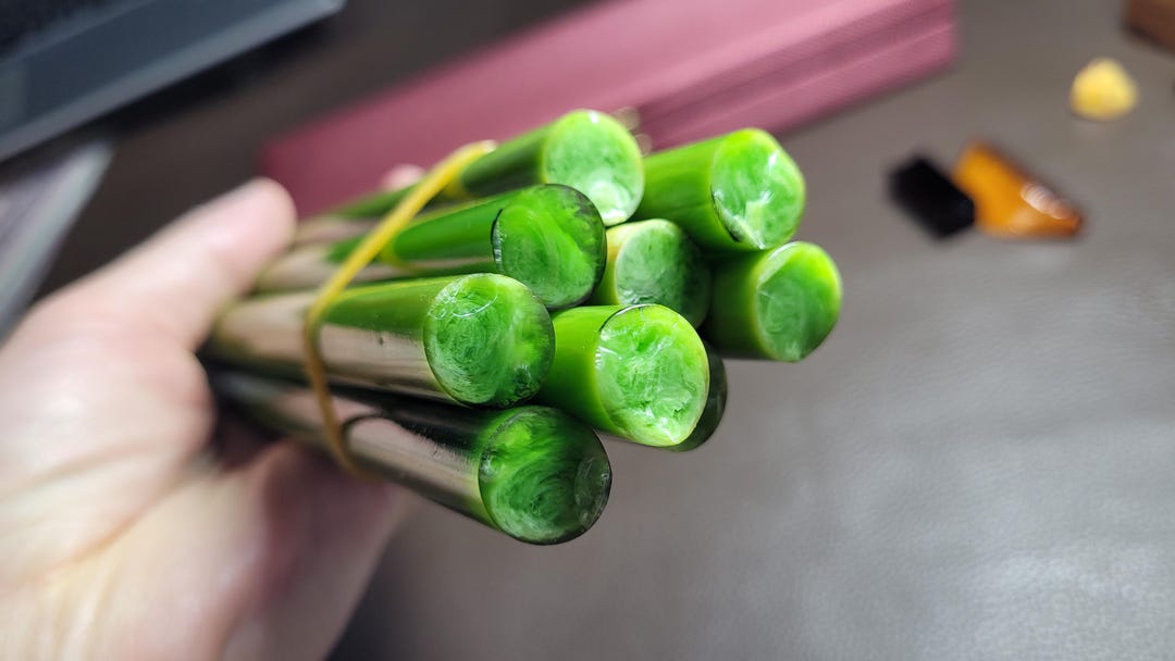 ROYAL GREEN - Amber Bakelite Catalin Rods, for Making Prayer Beads ...