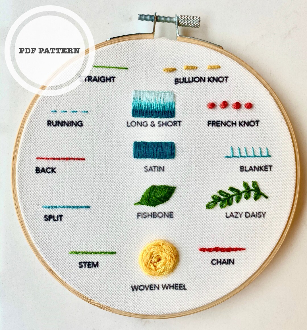 PDF Beginners Embroidery Pattern, Needlepoint, Modern Embroidery, Video ...