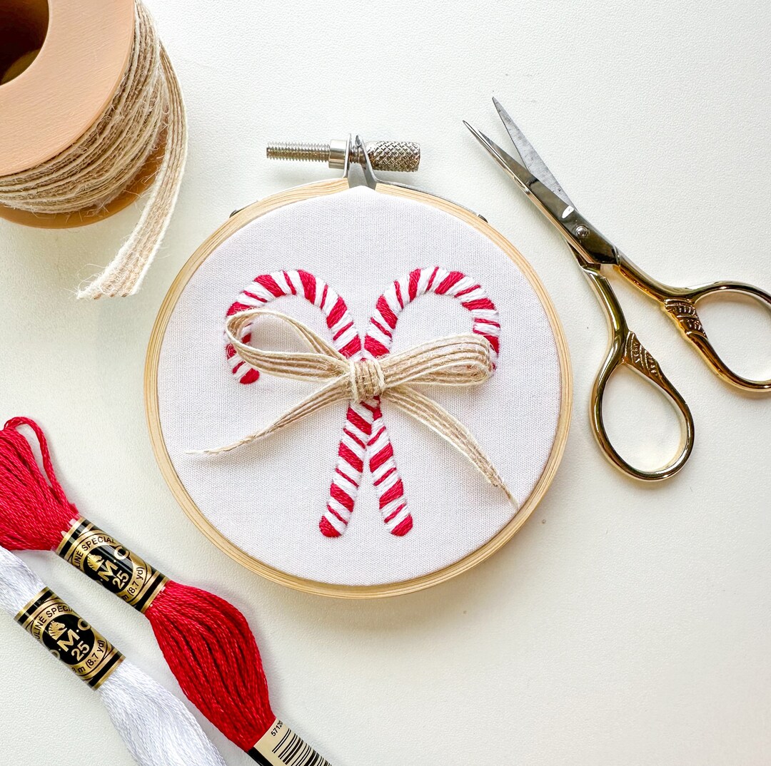Candy Cane Embroidery Kit: Beginner Christmas Craft - Etsy