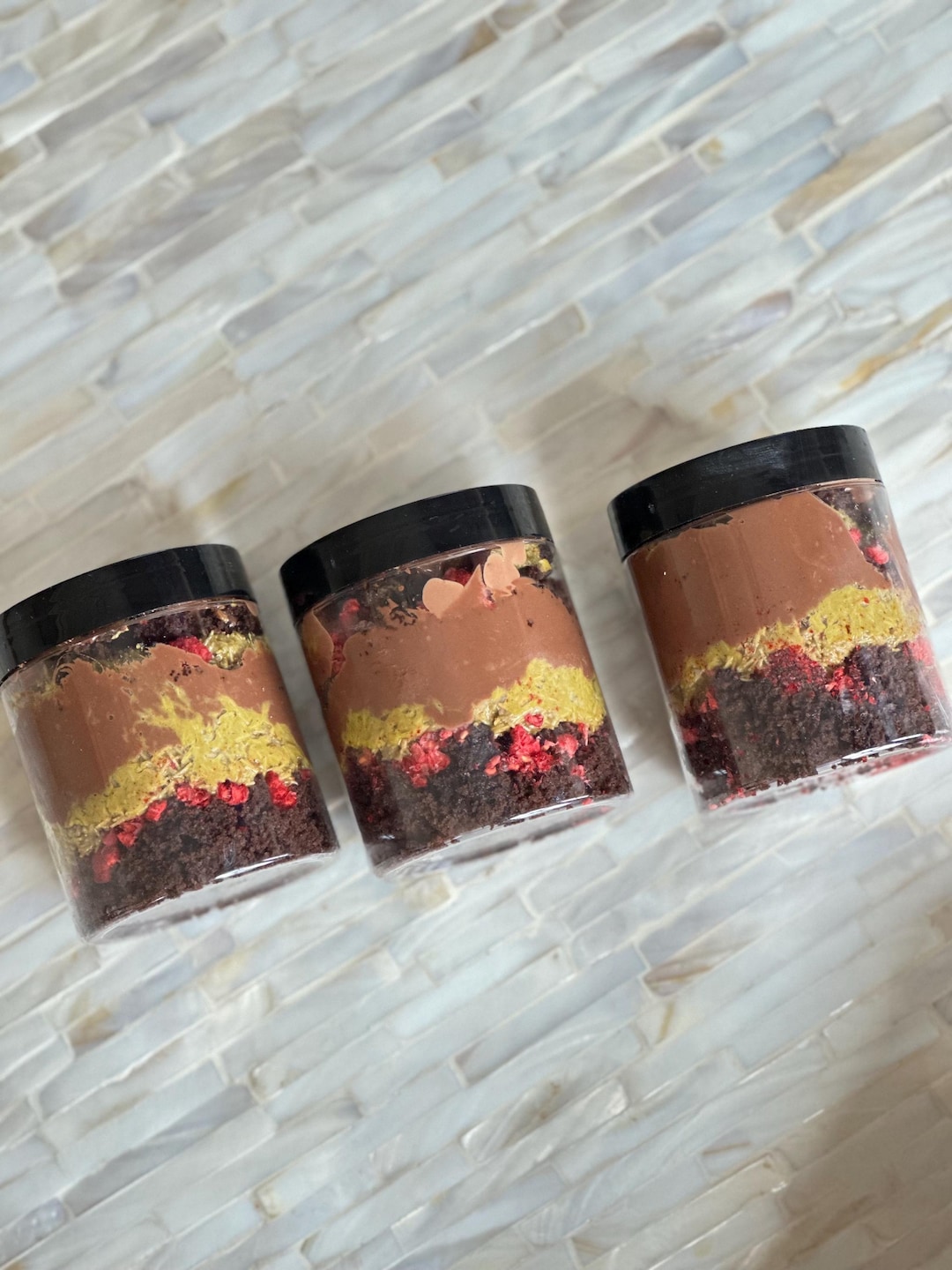 Handmade Chocolate & Raspberry Cake Jar | Nutty Pistachio Layers ...