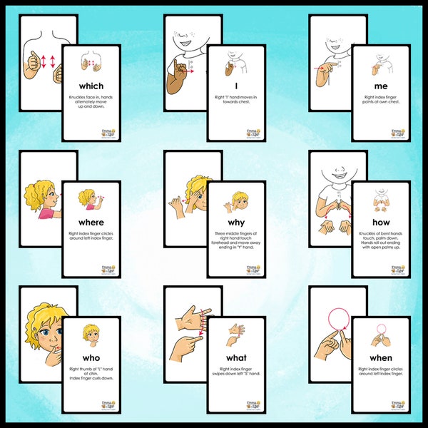 Basic Sign Language Digital Pack 16 Sign Language Cards Asl Etsy Canada
