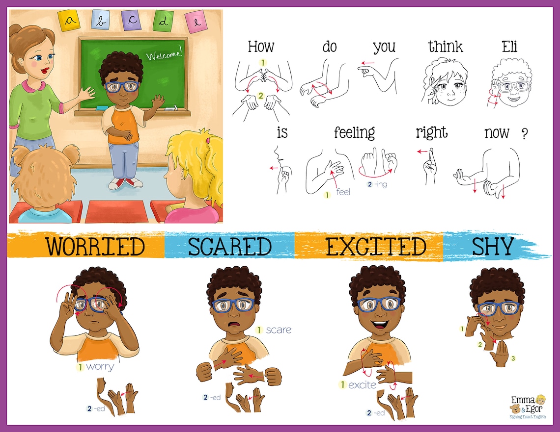 Feelings 24 Reusable Sign Language Worksheets to Help Kids Understand ...