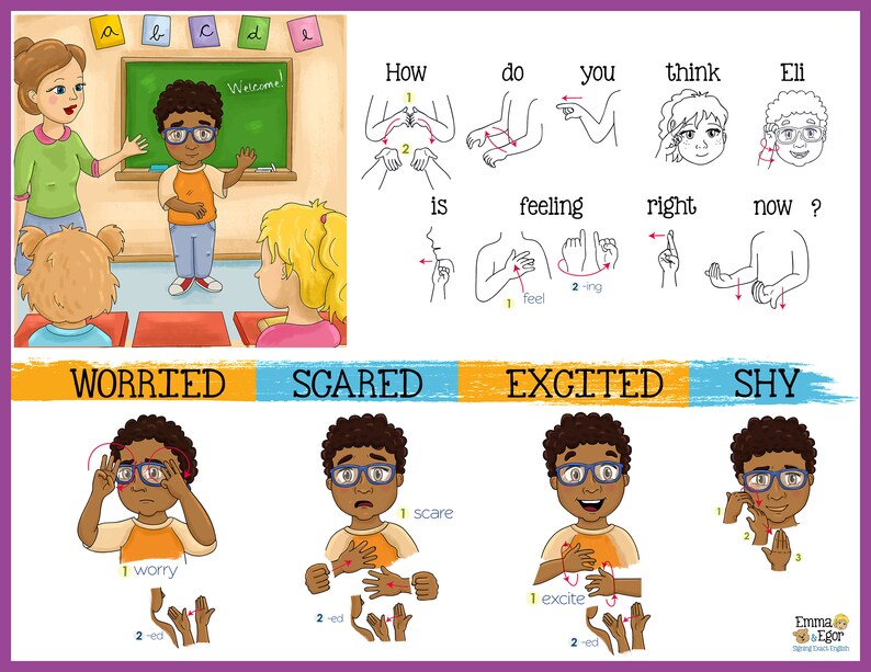 Feelings 24 Reusable Sign Language Worksheets to Help Kids Understand ...