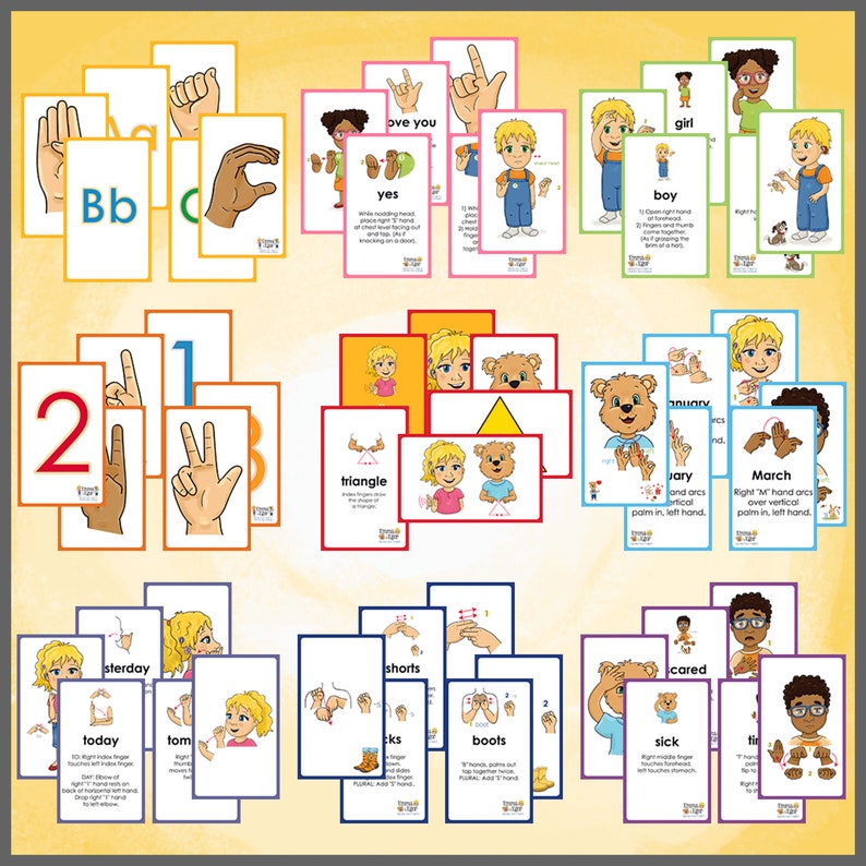 9 sets of Flashcards to Sign language with children with over | Etsy