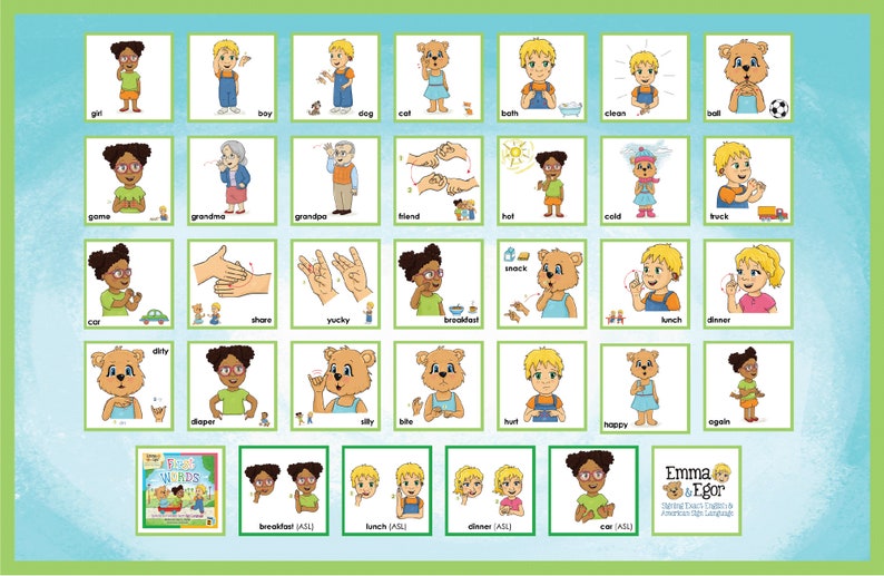 35 Flashcards Beginning Sign Language Words for Toddlers - Etsy