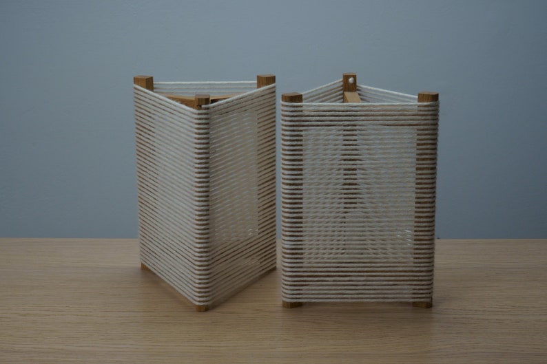Set of 2 Triangle Wooden Lamps Wrapped With Yarn SMALL - Etsy