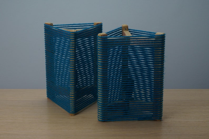 Set of 2 Triangle Wooden Lamps Wrapped With Yarn SMALL - Etsy