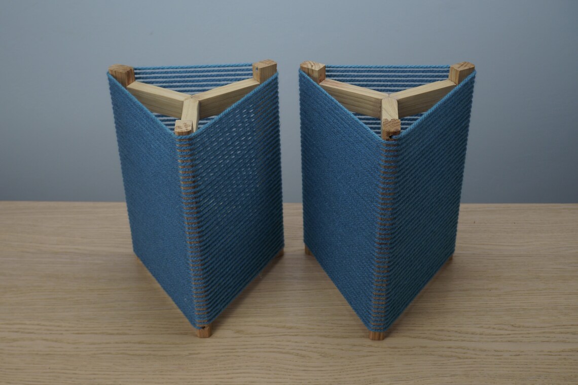Set of 2 Triangle Wooden Lamps Wrapped With Yarn SMALL - Etsy
