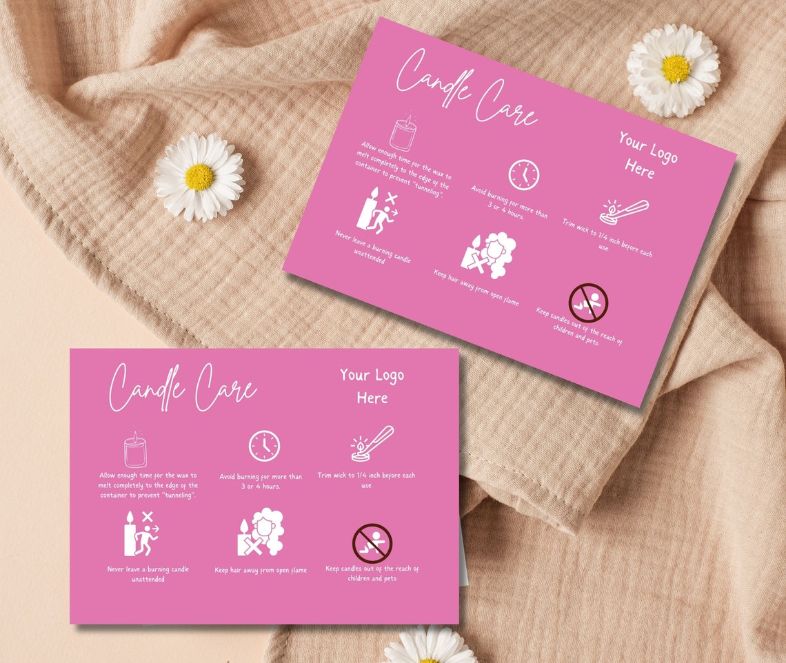 Editable Candle Care Template Canva Editable Care Card Instructions ...