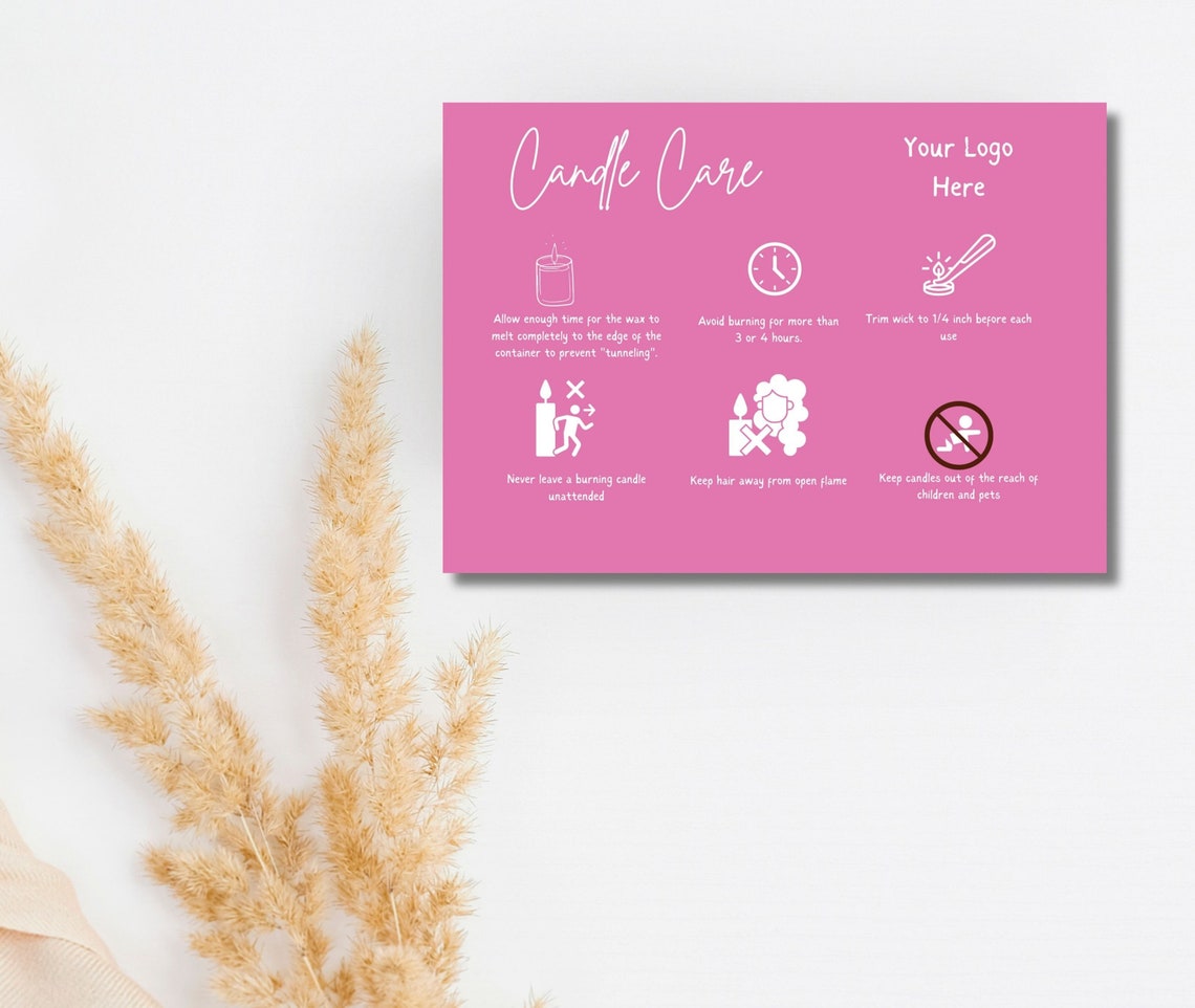 Editable Candle Care Template Canva Editable Care Card Instructions ...