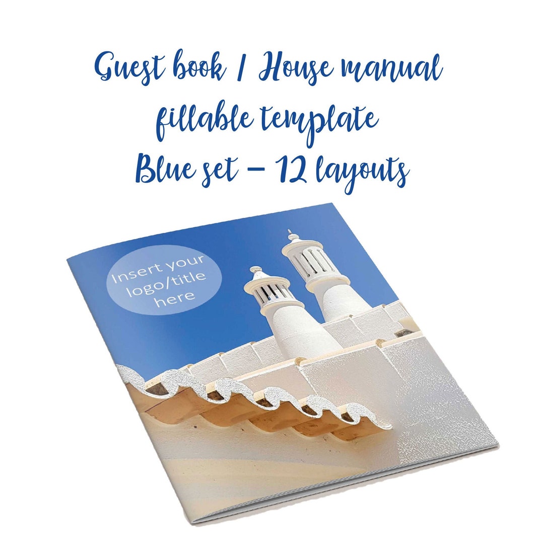 Guestbook / House Manual - Fillable Template - Bue Set - 12 Layouts - Etsy