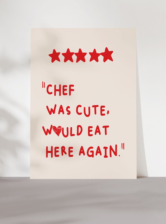Chef Was Cute Would Eat Here Again Wall Art, Chef Was Cute Poster, Cute ...