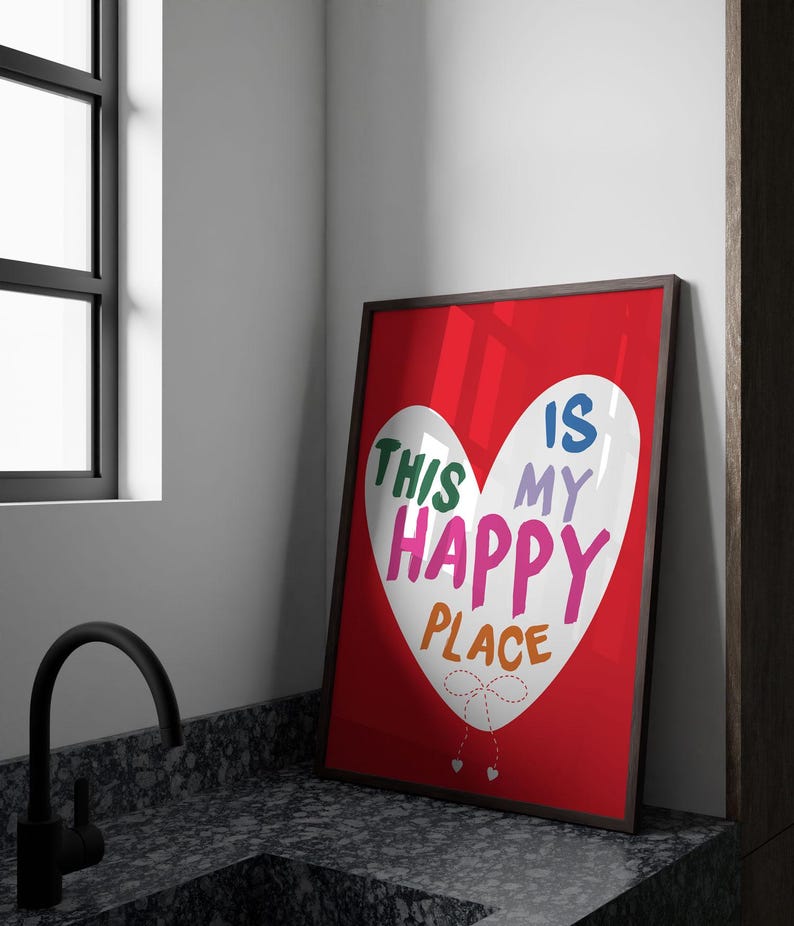 This is My Happy Place Print, Aesthetic Room Decor, Colorful Heart Gift ...