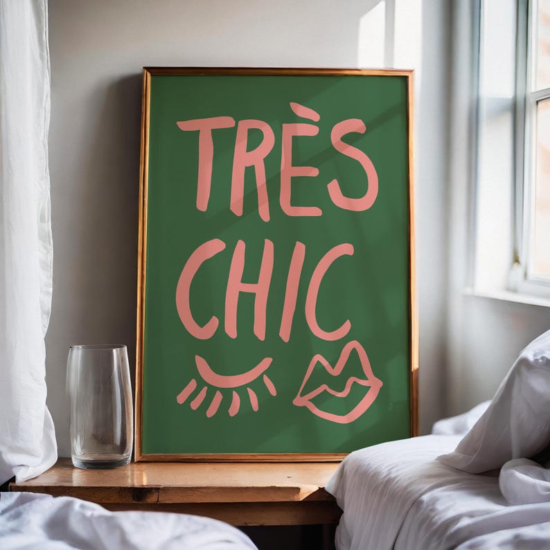 Très Chic Poster, French Print Handwritten Print Love Heart Poster ...