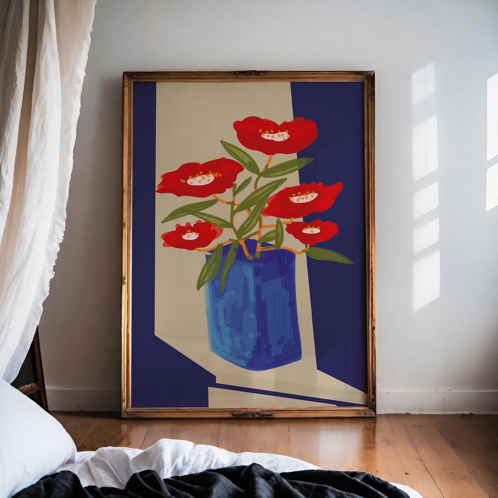 Poppy Art Print, Vintage Decor Minimalist, Colorful Dopamine Decor ...