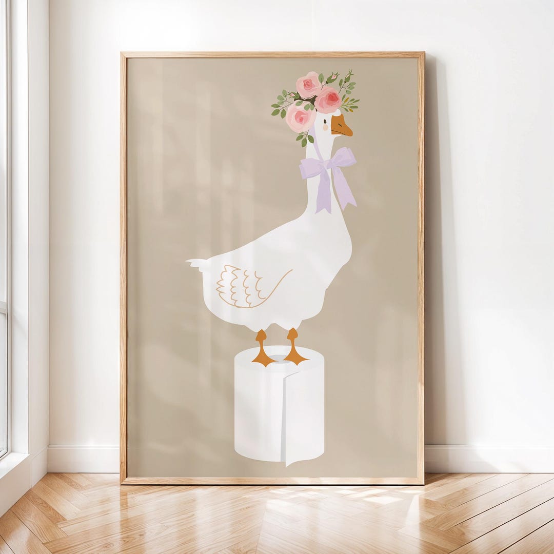 Silly Goose Bathroom Print, Cute Goose Poster, Bathroom Print, Farm ...