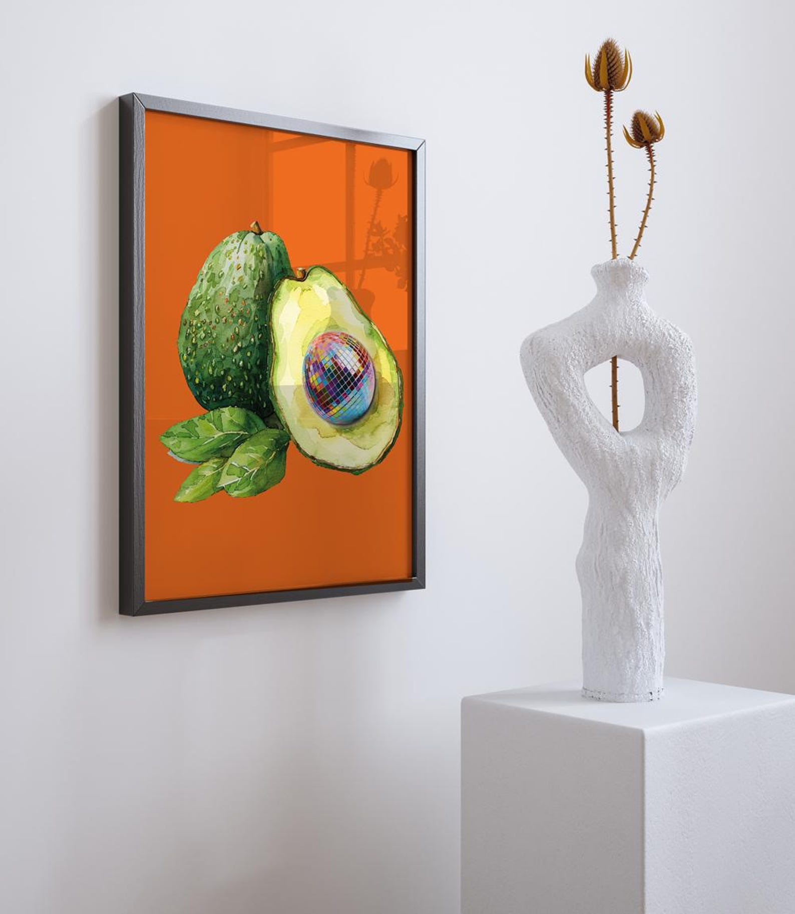 Disco Avocado Art Print, Avocado Disco Ball, Maximalist Painting, Dopamine Dining Room, Poster ...