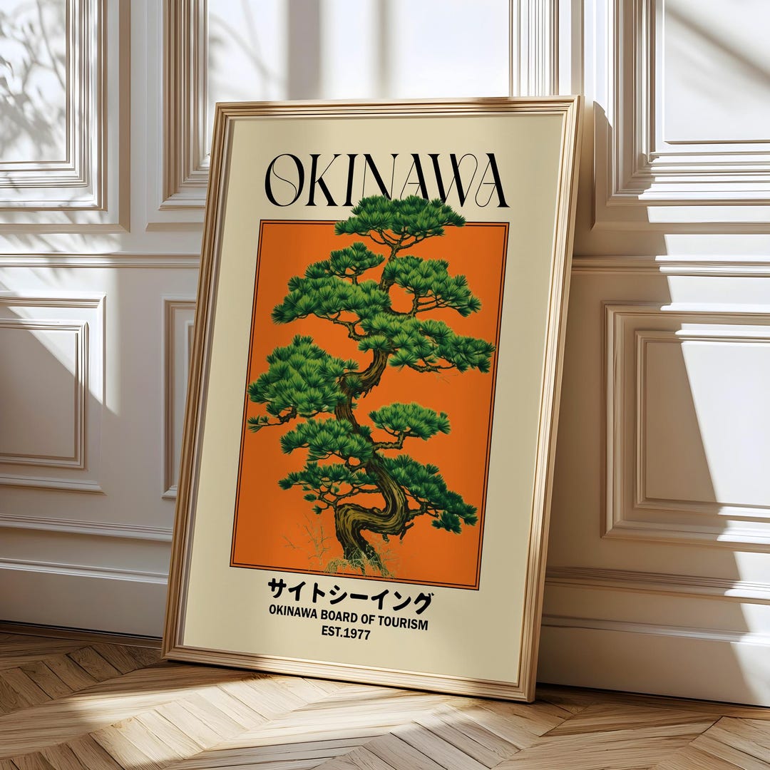 Okinawa Retro Art Print, Okinawa Wall Art, Japanese Travel Poster, Cape ...