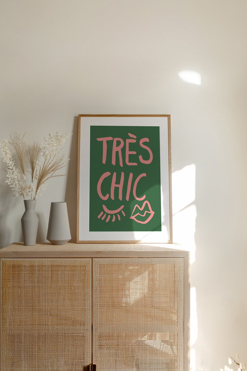 Très Chic Poster, French Print Handwritten Print Love Heart Poster ...