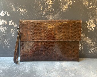 Natural Python Clutch With Gold Chain, Beige Snakeskin Purse, Genuine ...