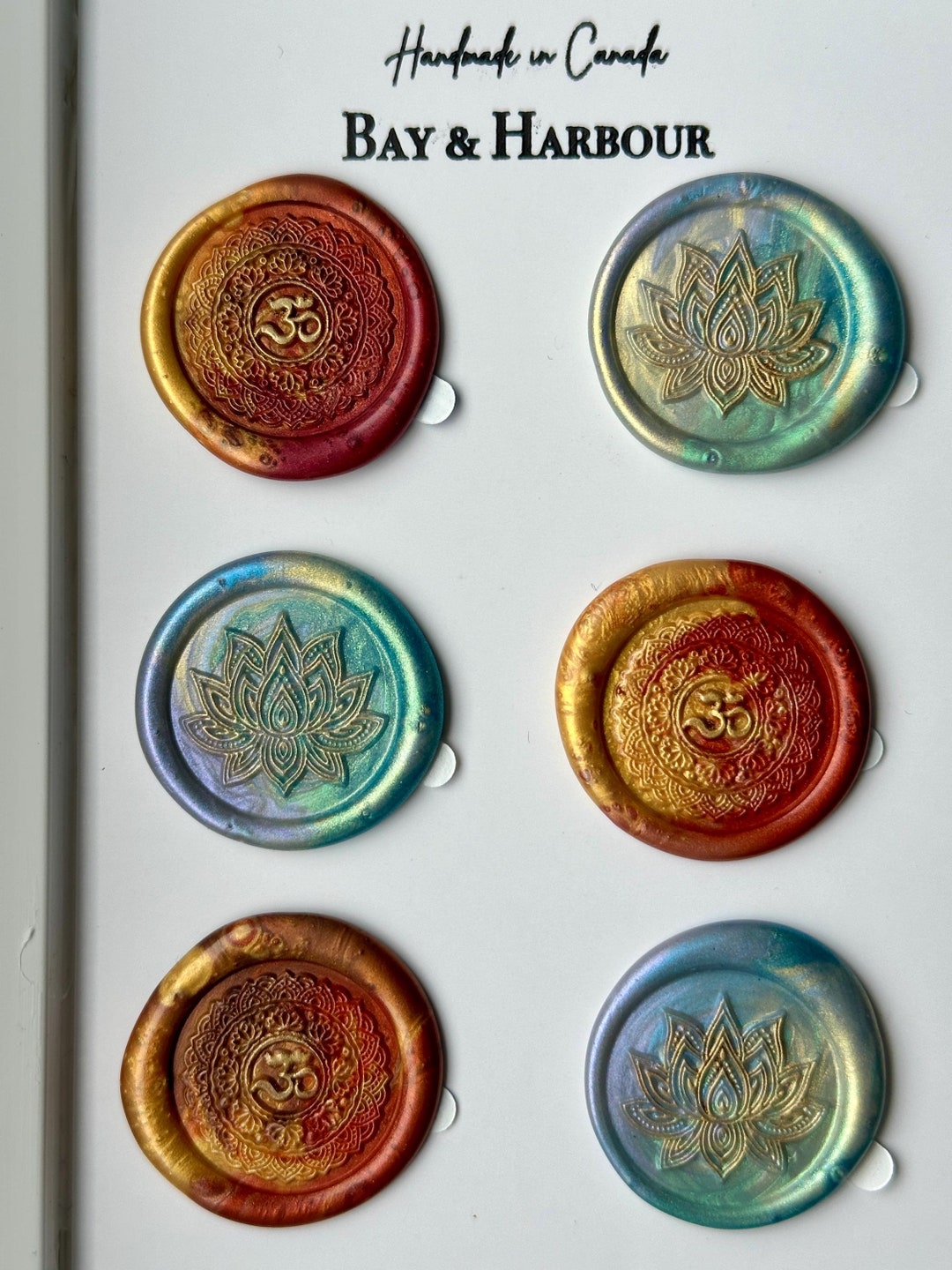 Set of 6 Om and Lotus Wax Seals, 3D Wax Seals, Yoga Inspired Wax Seals ...