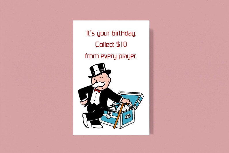 Monopoly Birthday Card: Funny Board Game Printable (digital Download ...