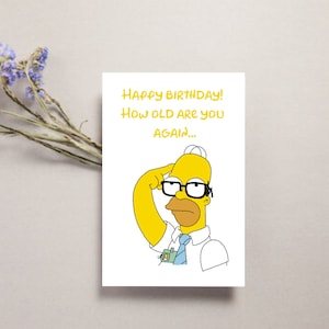 Homer Simpson Birthday Card: Printable TV Show Gift (digital Download ...