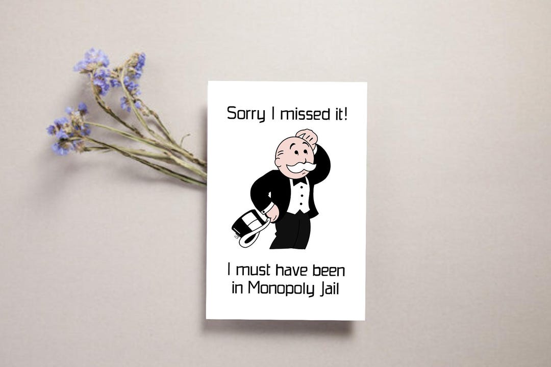 Monopoly Game Printable Greeting Card | Monopoly Belated Birthday Card ...