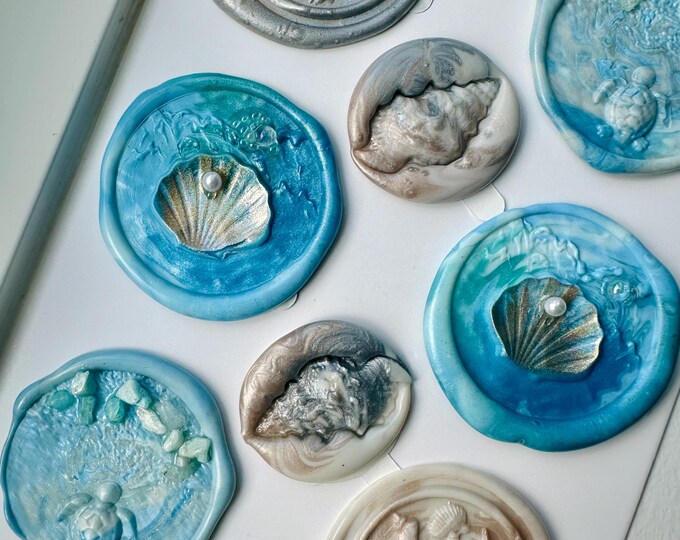Ocean Wax Seals: 3D Sea Shells and Pearls Stickers for Invitations ...