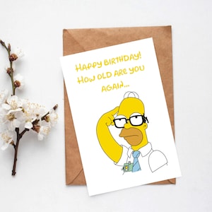 Homer Simpson Birthday Card: Printable TV Show Gift (digital Download ...