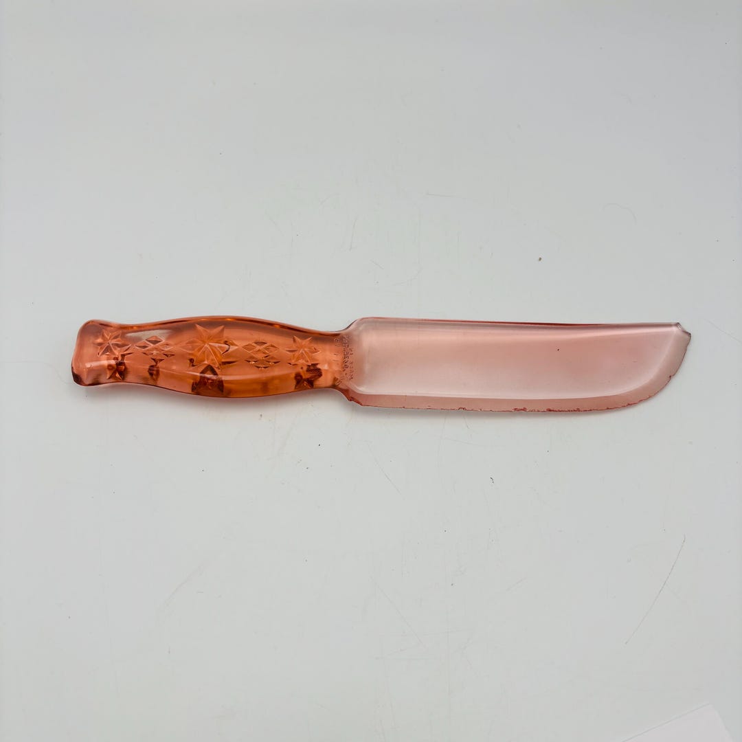 Vintage Pink Vitex Depression Glass Fruit Dessert Knife AS-IS Pat ...