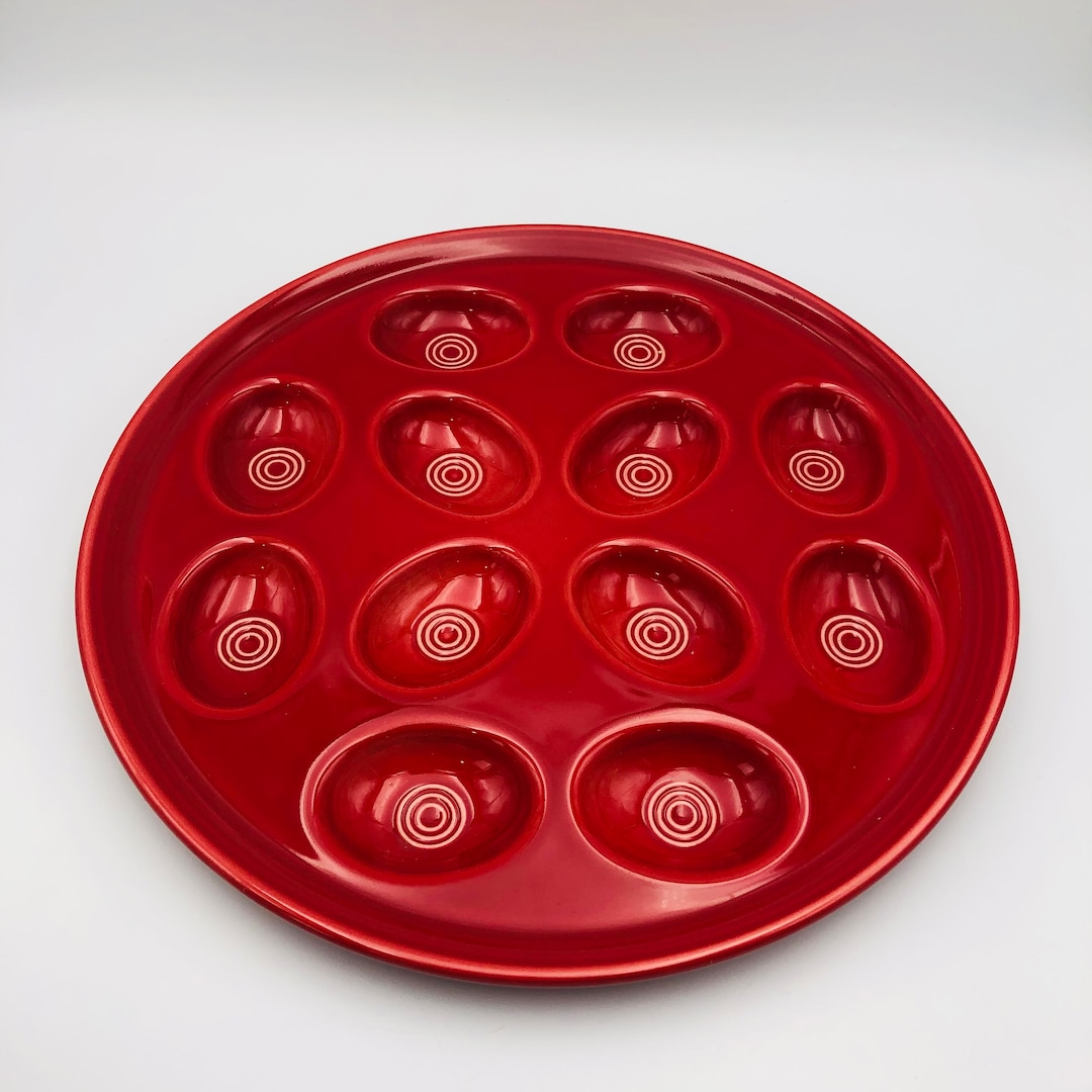 Fiestaware Fiesta Scarlet Red Deviled Egg Serving Plate Platter 13 Inch ...