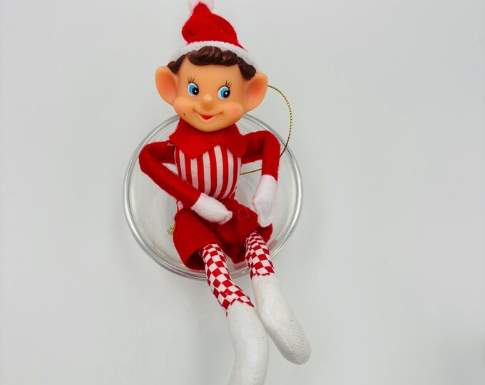 Retro Knee Hugger Style Pixie Elf Pointy Nose Christmas Ornament - Etsy