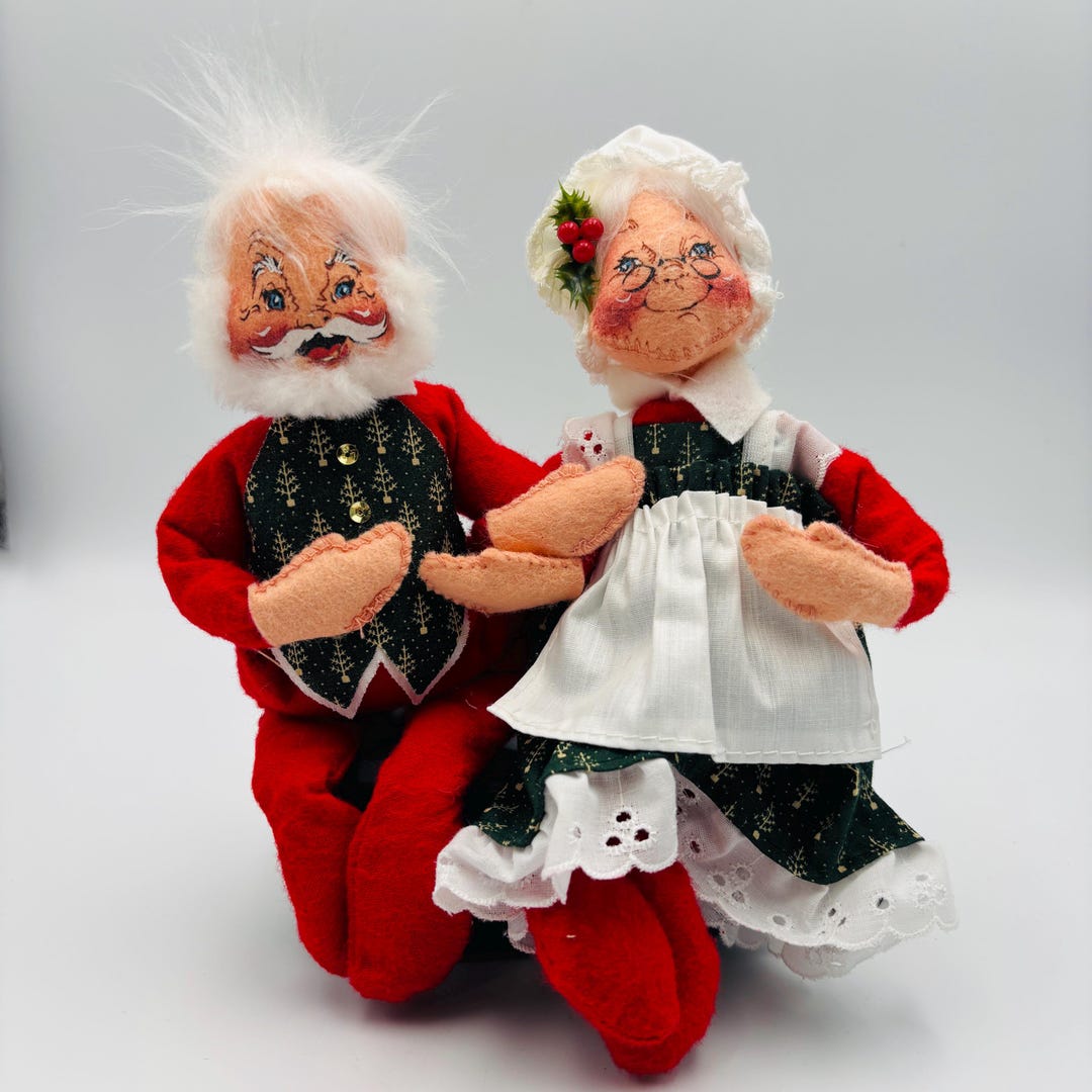 Annalee Mobilitee Santa Mrs Claus 1992 Posable Shelf Sitter Dolls ...