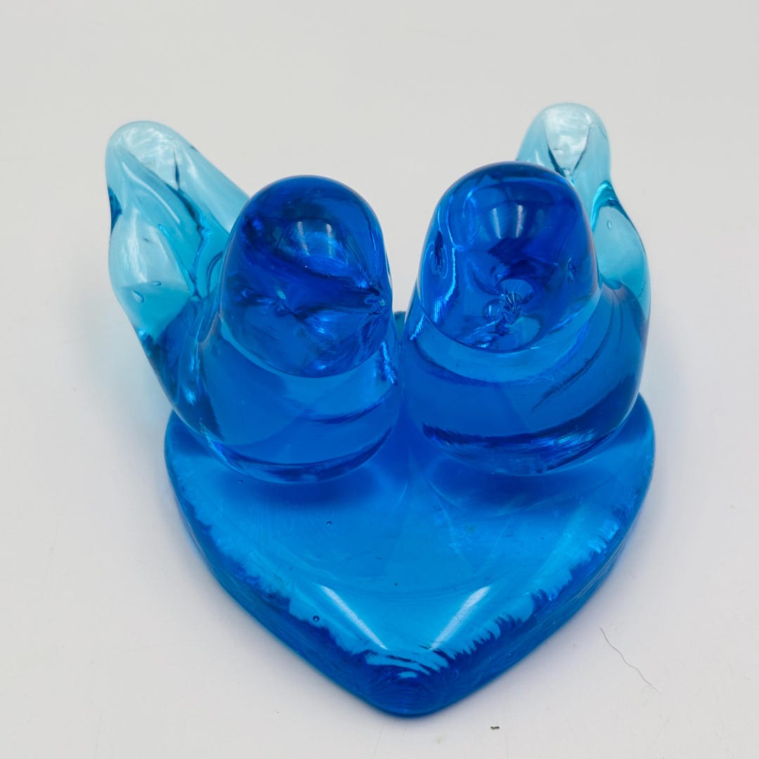 Double Blue Bird of Happiness on a Heart Signed Leo Ward 1992 ...