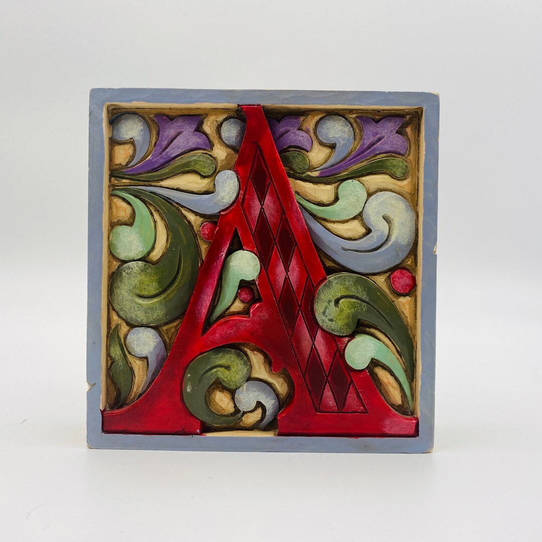 Jim Shore Heartwood Creek Letter Plaque Monogram A Enesco 0409CI Resin ...