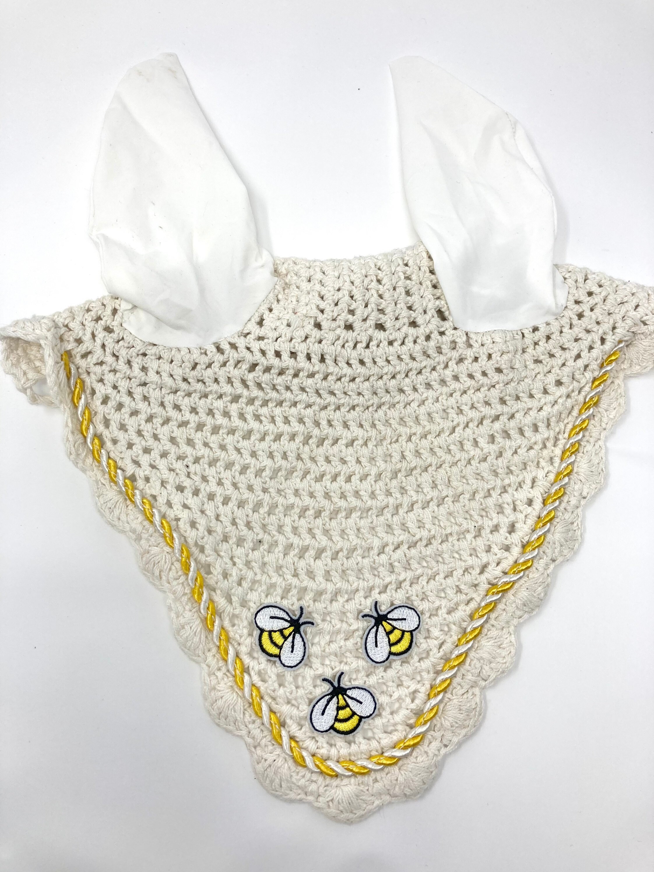 NEW White/Bees Bonnet! Horse-Sized