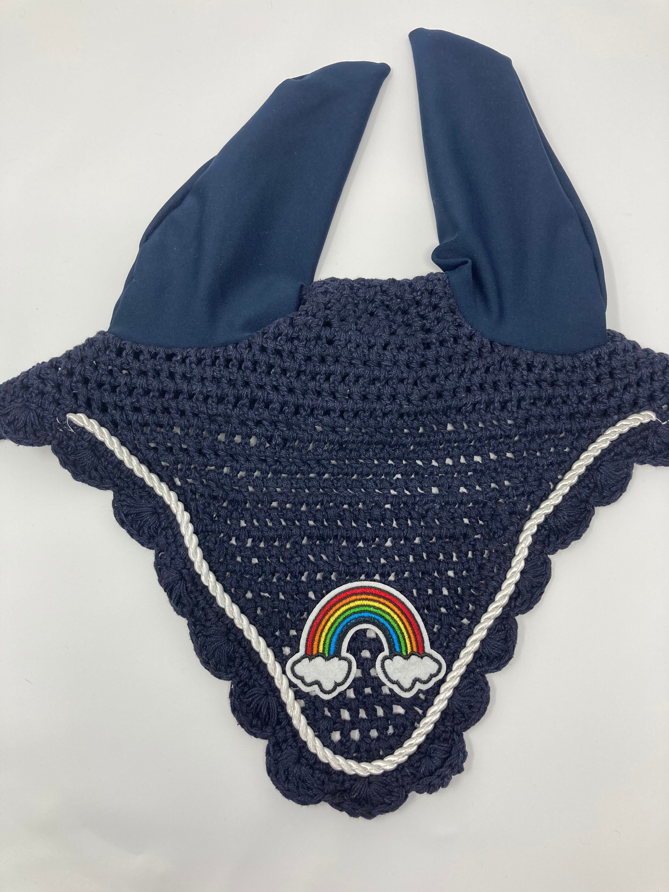 NEW Navy and rainbow Bonnet! Horse-Sized