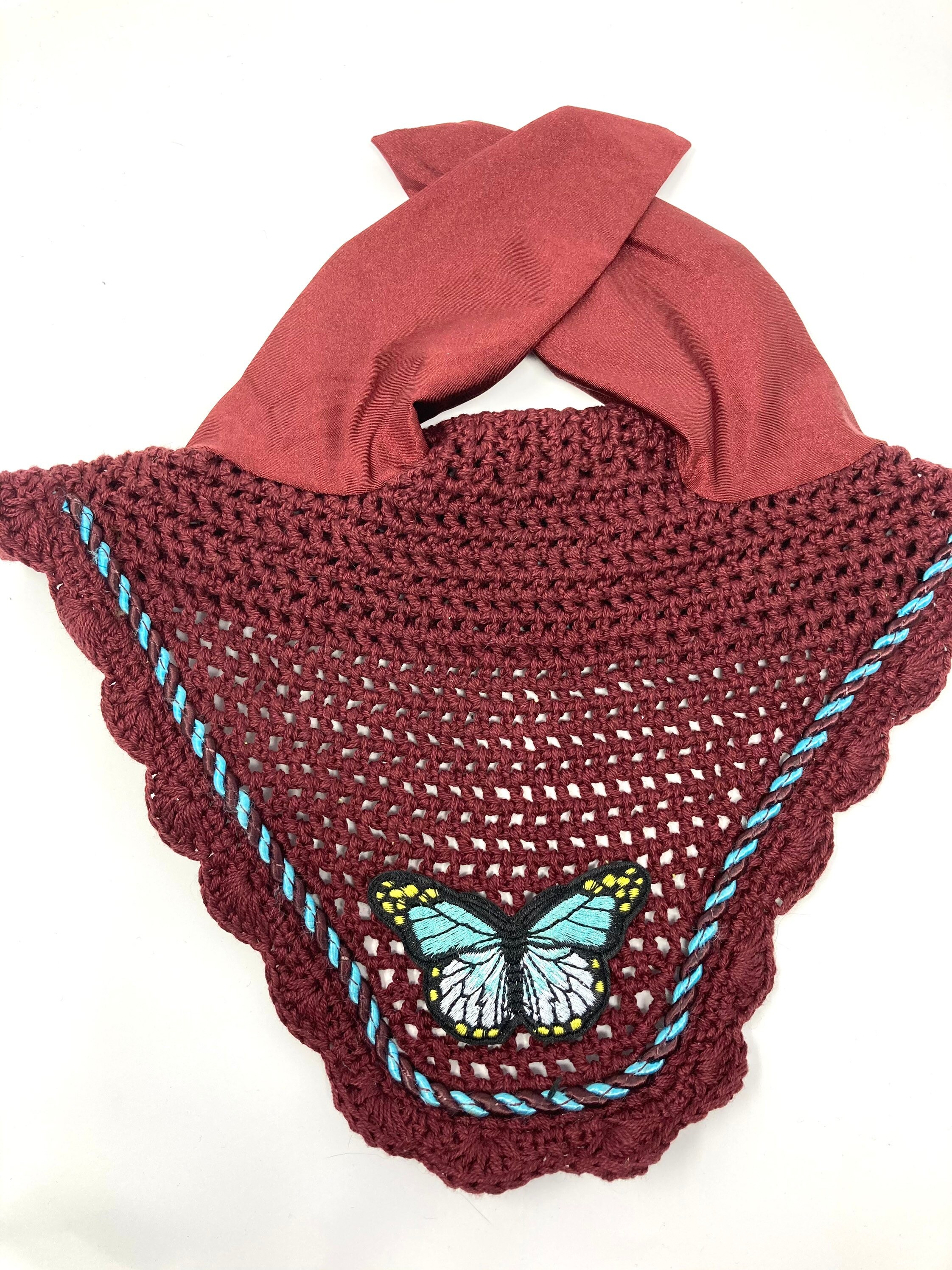 NEW Maroon/teal butterfly Bonnet! Horse-Sized
