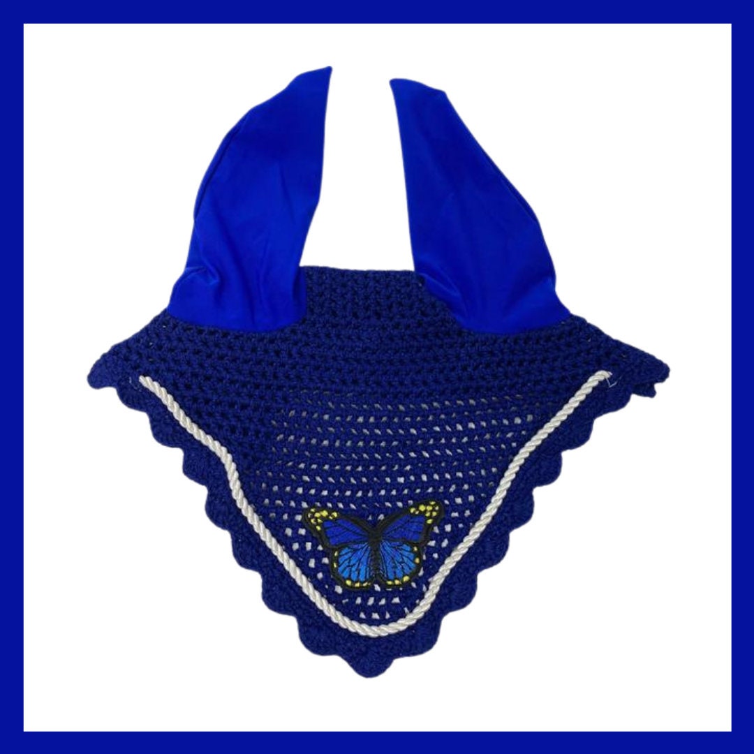 NEW Dark Blue Butterfly Bonnet! Horse-Sized