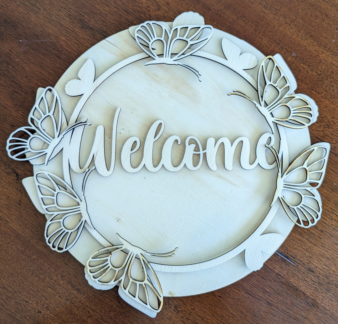 Spring Butterfly Welcome DIY Wood Sign Kit, Ready to Finish Crafts, DIY ...