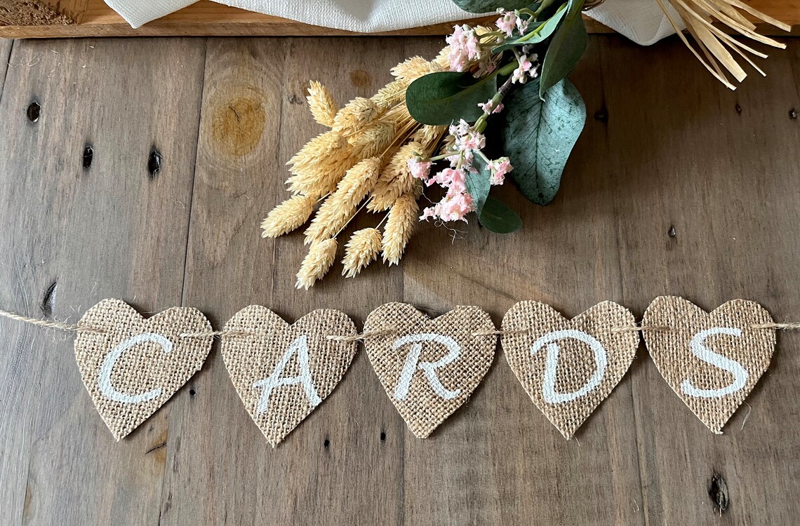 Cards Wedding Christening Special Event Sign Mini Hessian Heart Bunting ...
