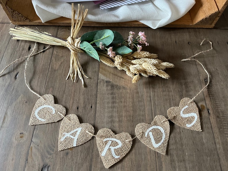 Cards Wedding Christening Special Event Sign Mini Hessian Heart Bunting ...