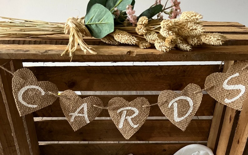 Cards Wedding Christening Special Event Sign Mini Hessian Heart Bunting ...