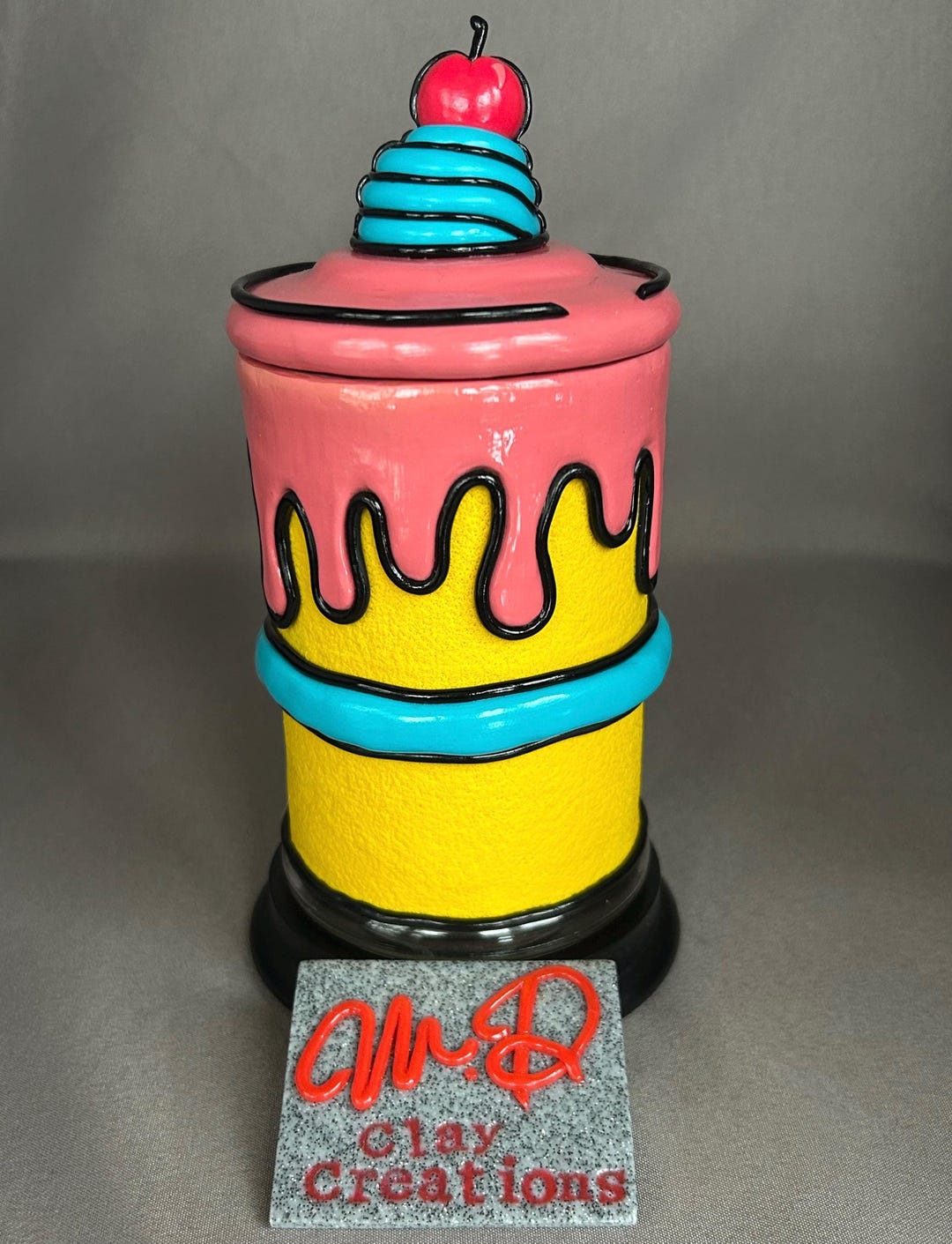 Handmade Cartoon Cake Stash Jar: Polymer Clay & Glass, Airtight - Etsy