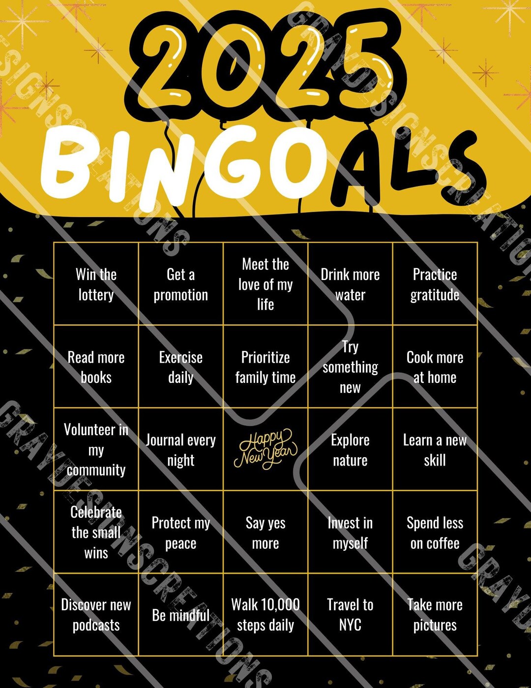 2025 Bingoals New Year Resolution Bingo Card - Etsy Australia