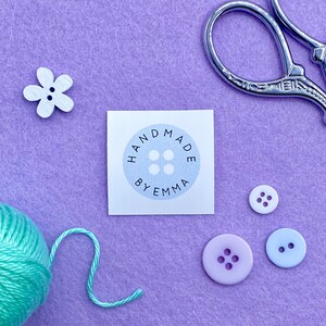 Flat Lay Colourful Button Fabric Labels Tags Handmade Items Customise ...